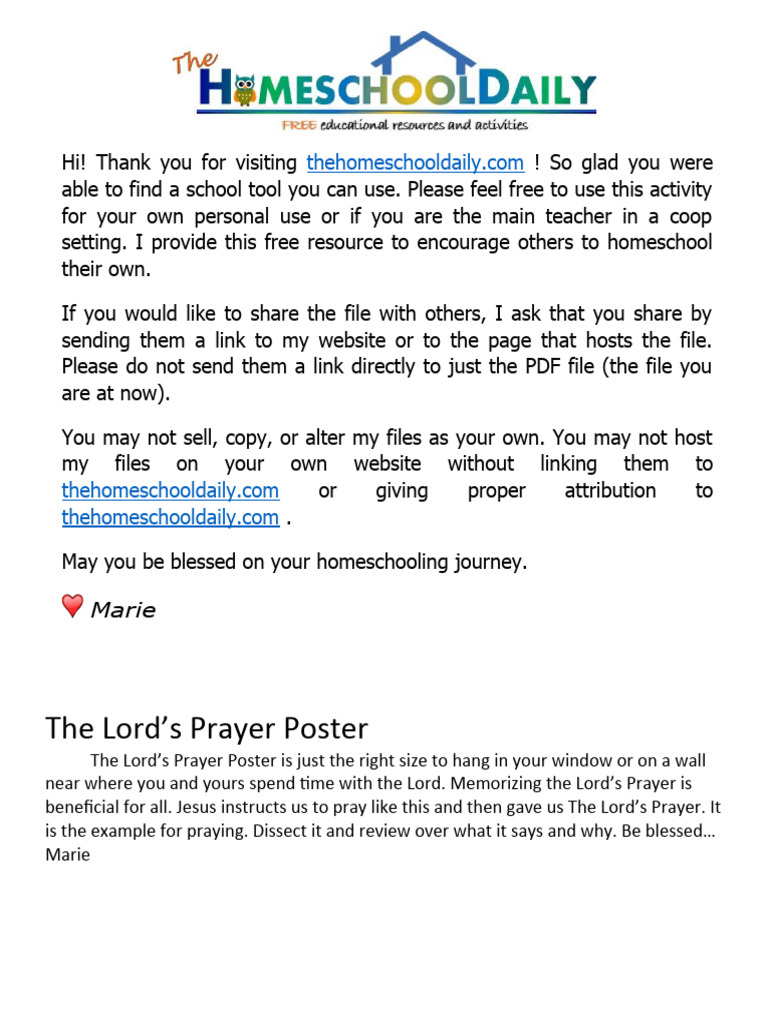 The Lords Prayer Poster TPT | Download Free PDF | Lord's Prayer ...
