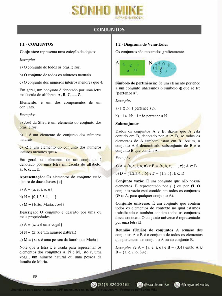 Teoria de conjuntos | PDF | Conjunto (Matemática) | Conceitos matemáticos