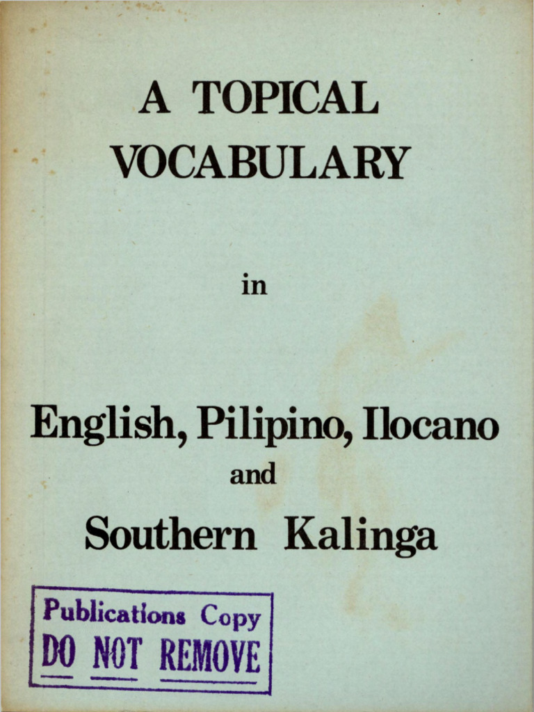 KSC A Topical Vocabulary in English Pilipino Ilocano and Southern ...