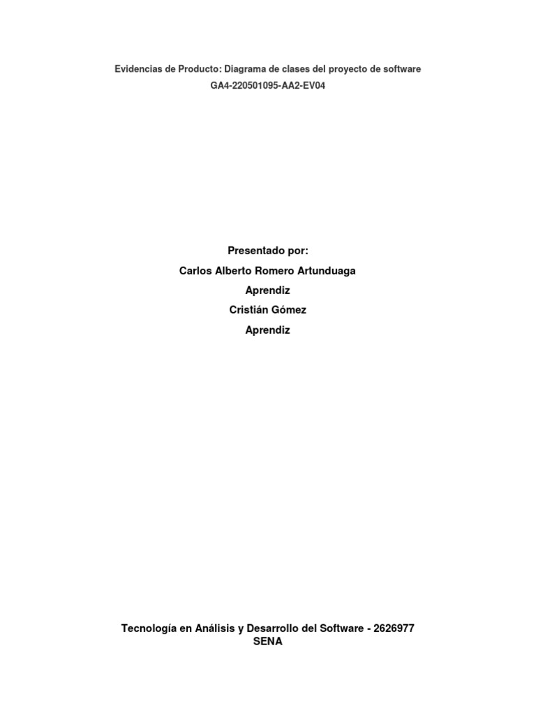 Diagrama de Clases Del Proyecto de Software - GA4-220501095-AA2-EV04. | PDF