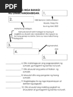 Bahagi NG Liham (Worksheet) | PDF