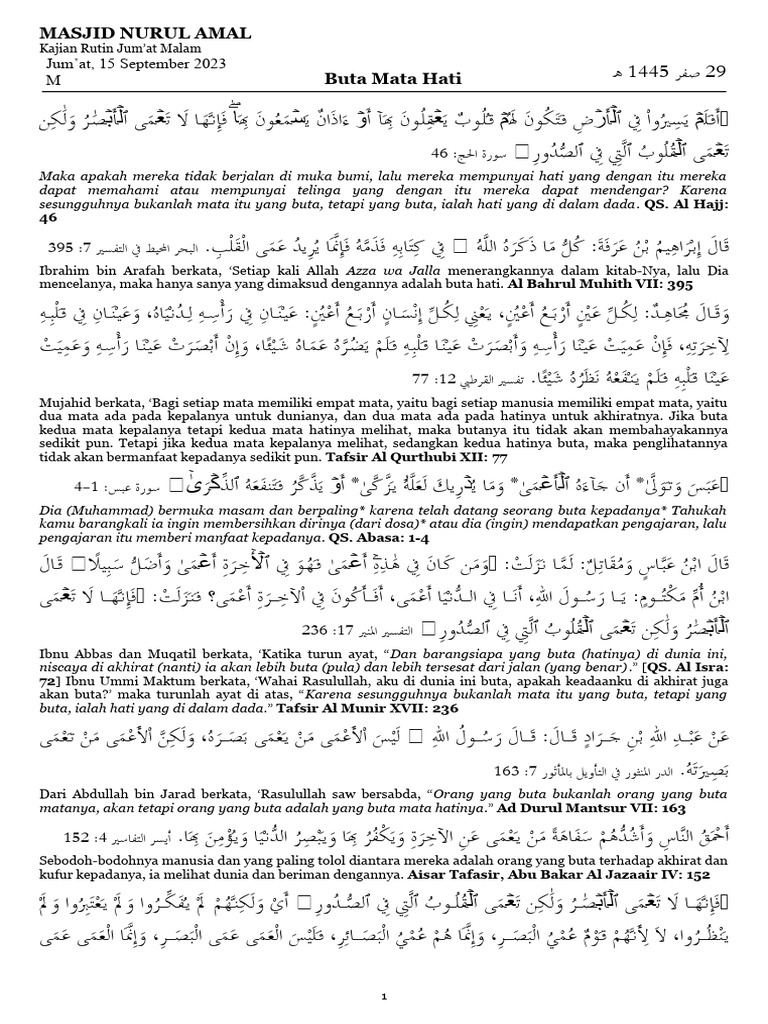 "Buta Mata Hati Menurut Al-Quran" | PDF