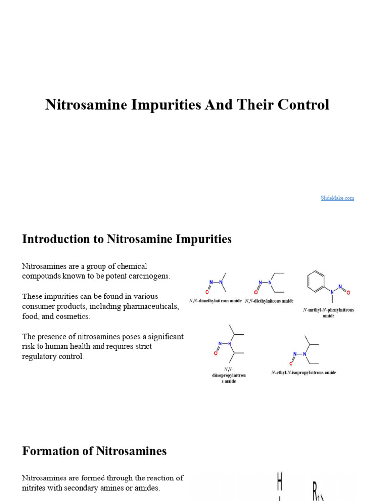Nitrosamine Impurities and Their Control | PDF | Regulatory Compliance