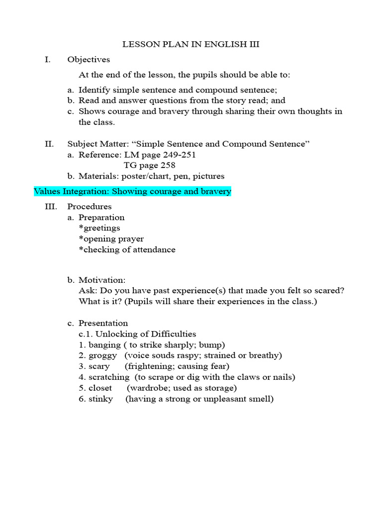 Simple vs. Compound Sentences Lesson | PDF | Pillow