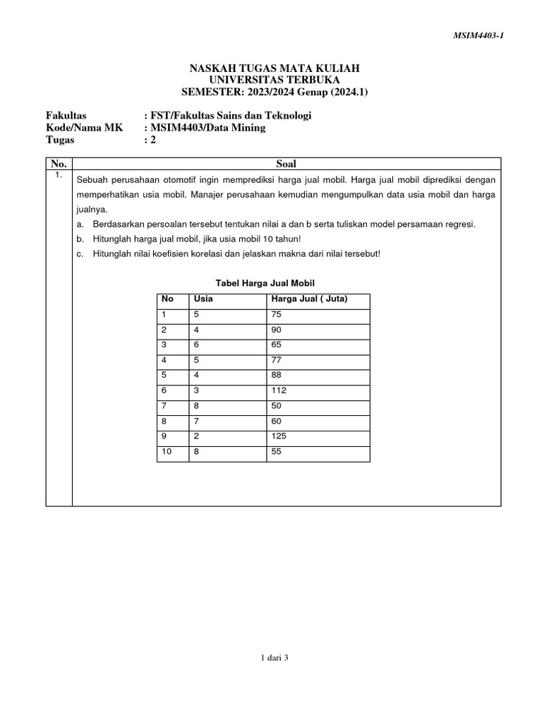 Tugas Data Mining 2024 | PDF