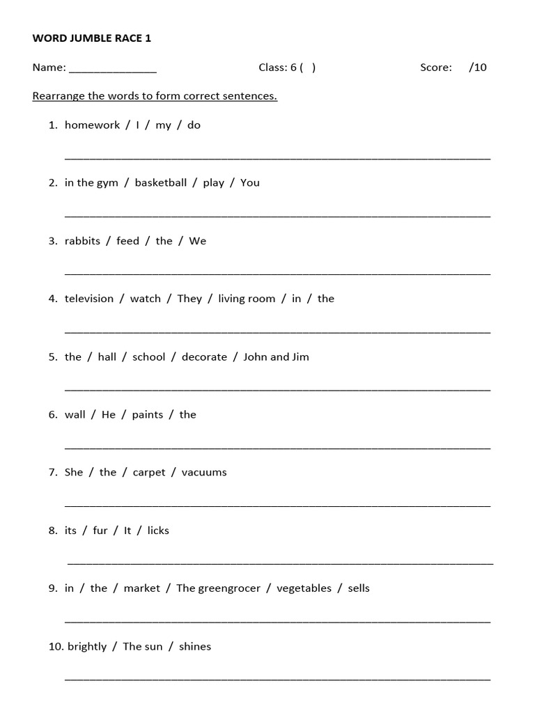 Word Jumble Race | PDF
