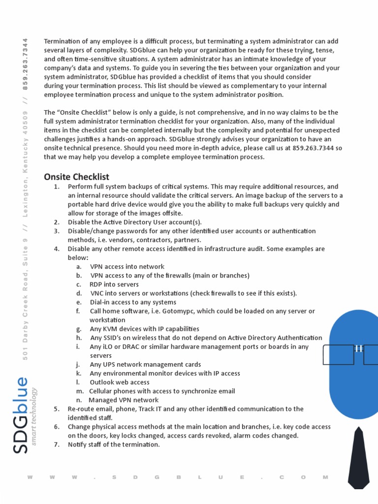 System Admin Checklist | System Administrator