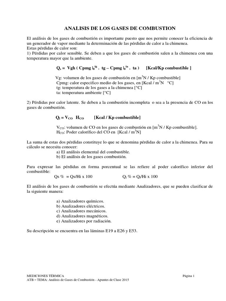 Bolilla 6 - Análisis de Gases de Combustión | Descargar gratis PDF ...