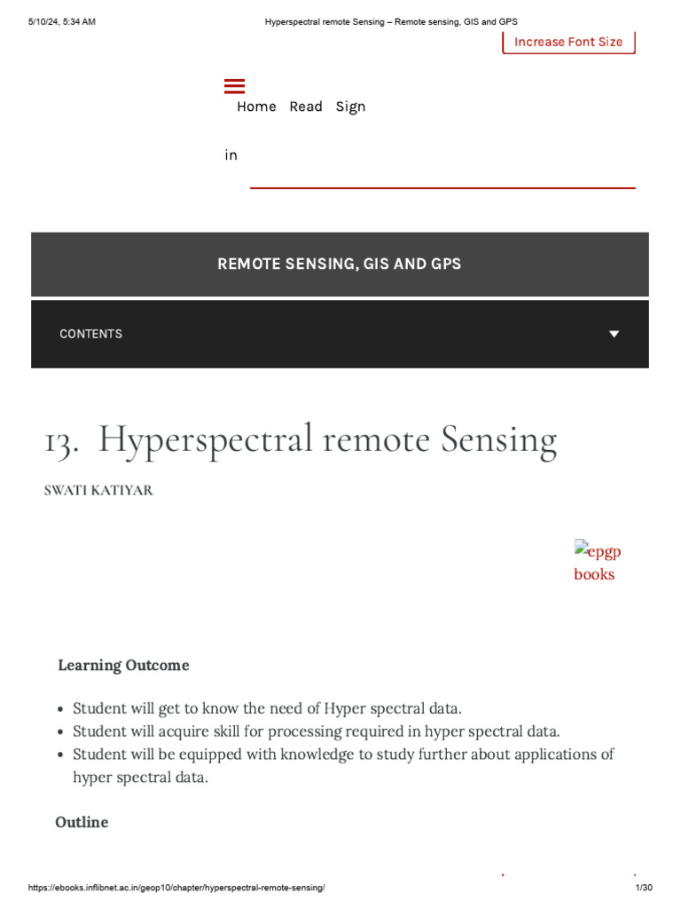 Hyperspectral Remote Sensing Remote Sensing Gis And Gps Pdf