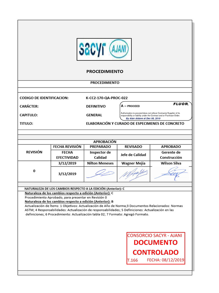 K-Cc2-170-Qa-Proc-022 - R0 Ea | PDF | Hormigón | Laboratorios