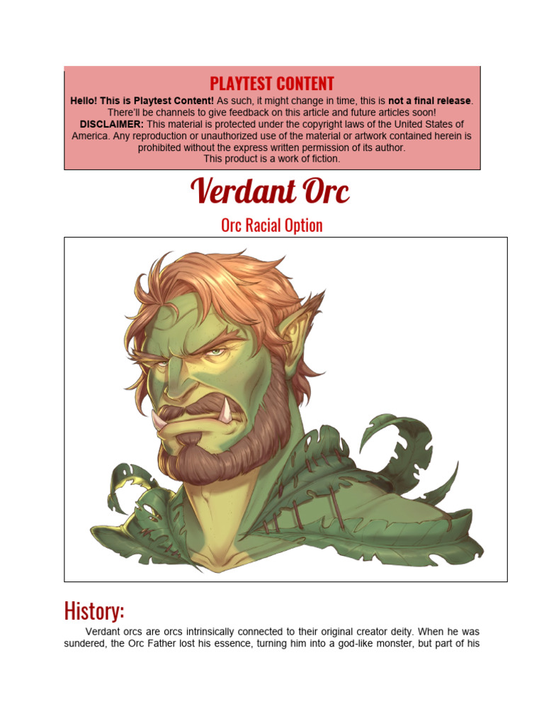 Pointy Hat - Verdant Orc - Orc Racial Option | PDF | License | Copyright