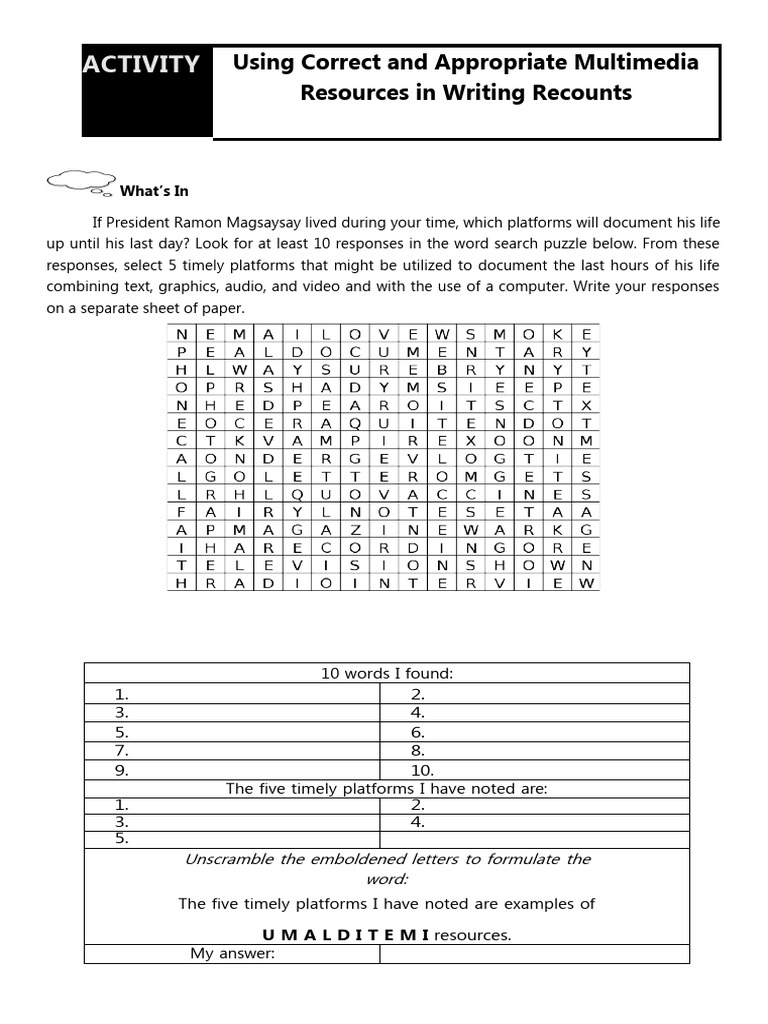 Activity Grade 7 | PDF