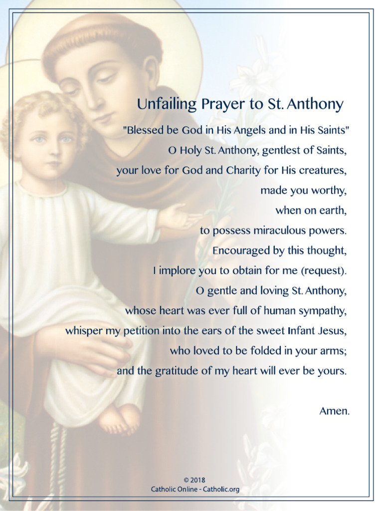 Prayers Unfailing To ST Anthony | PDF
