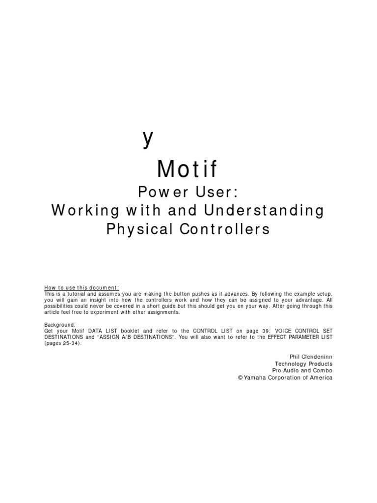Yamaha Motif Assigning Controllers | PDF | Synthesizer | Sound Production