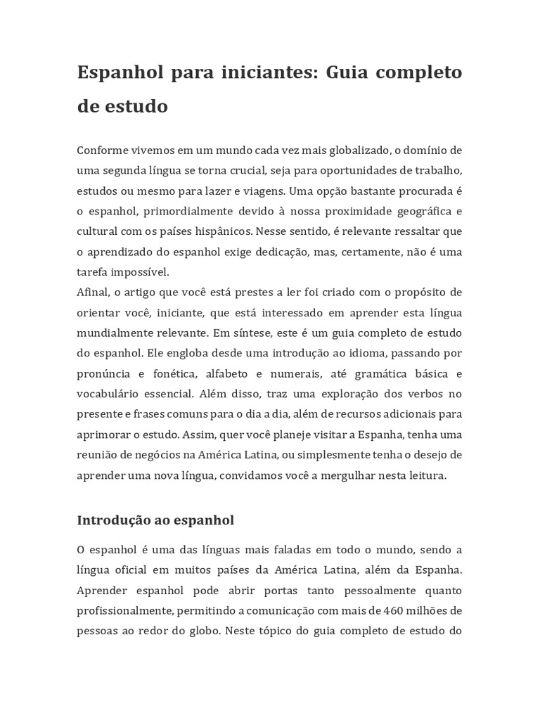 Espanhol para Iniciantes Guia Completo de Estudo | PDF | Espanhol ...