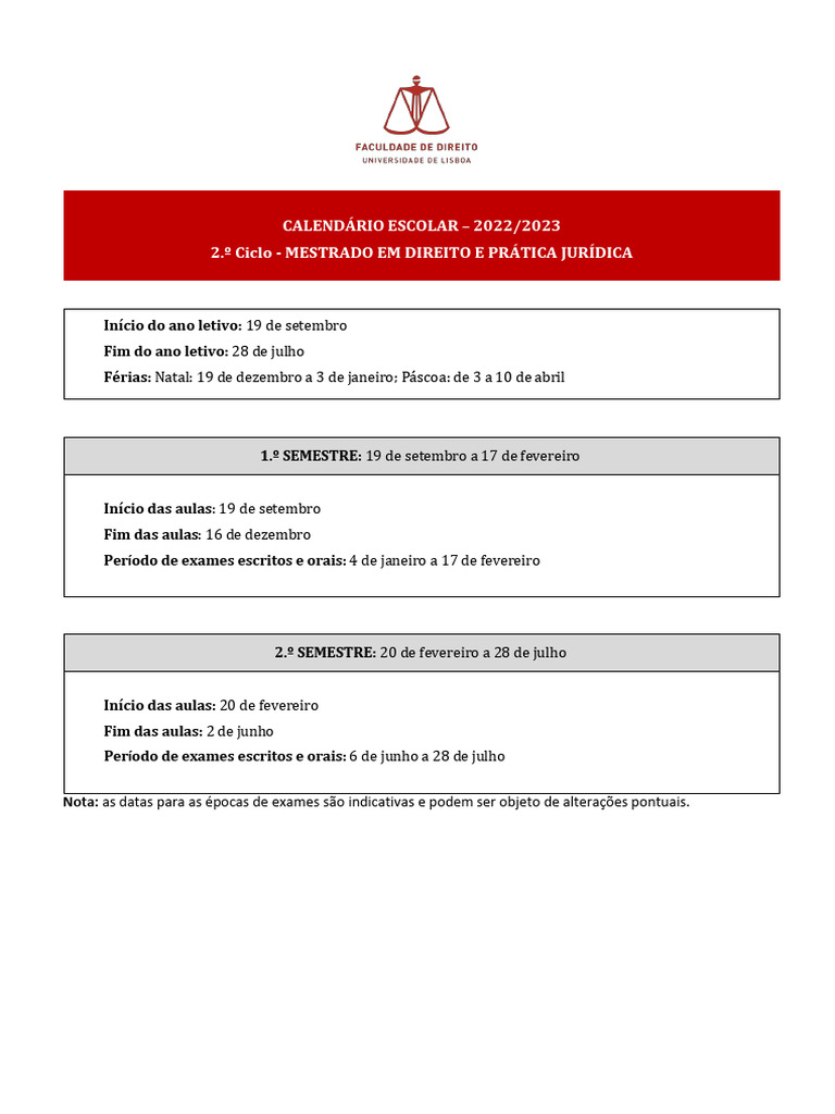 Calendario Escolar Ano Letivo 2022 23 MDPJ | PDF Calendario Escolar Ano Letivo 2022 23 MDPJ | PDF