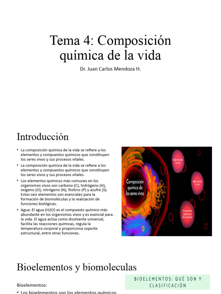 Tema 4 Composición Química de La Vida | PDF | Rna | Biomoléculas