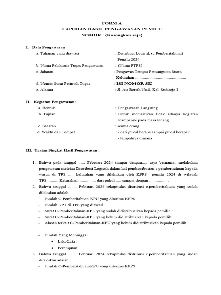 CONTOH LHP C. Pemberitahuan | PDF