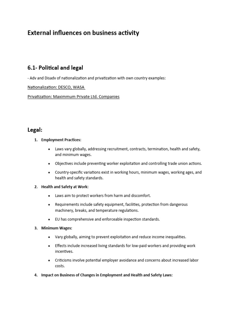 External Influences On Business Activity: 6.1-Political and Legal | PDF ...