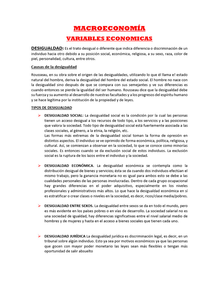Variables Economicas | PDF | Desigualdad social | Discriminación y relaciones raciales