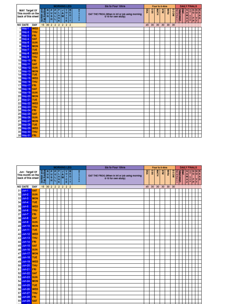 Planner Six Months by Syed Masum | PDF