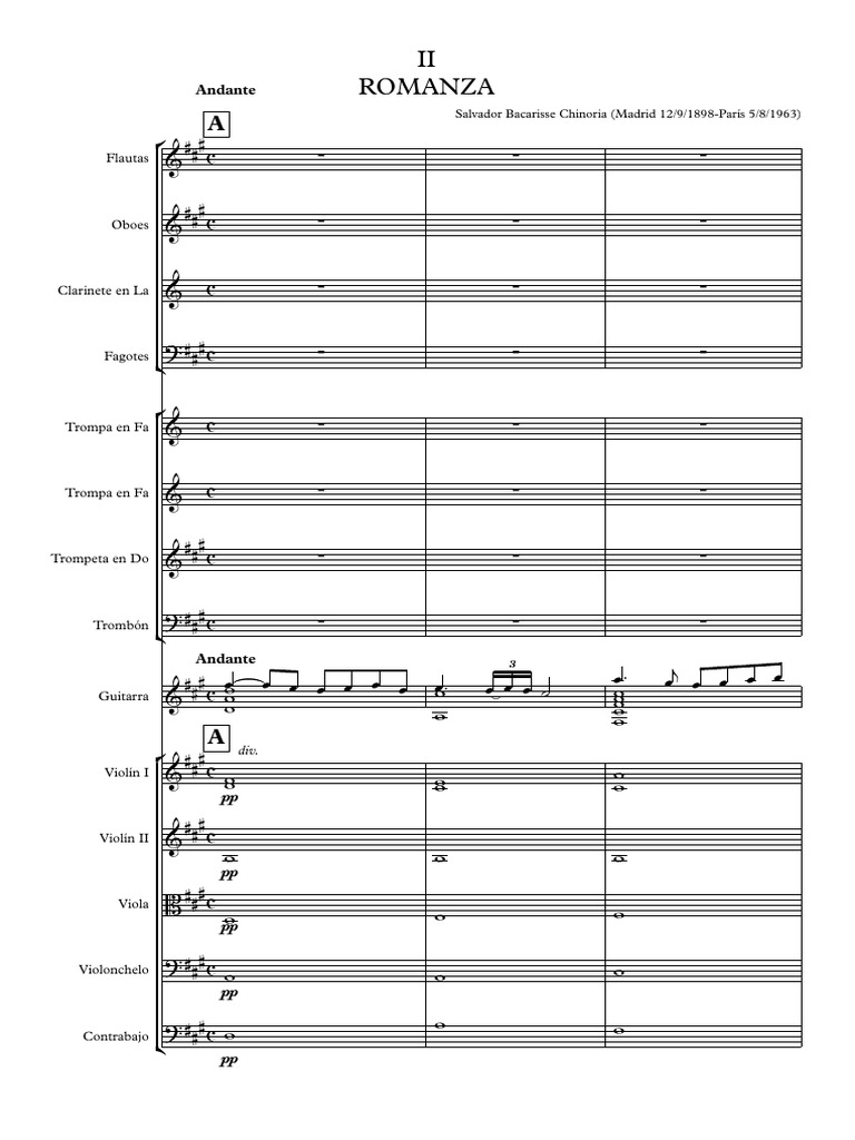 ROMANZA BACARISSE PARTE ORQ - Partitura y Partes | PDF