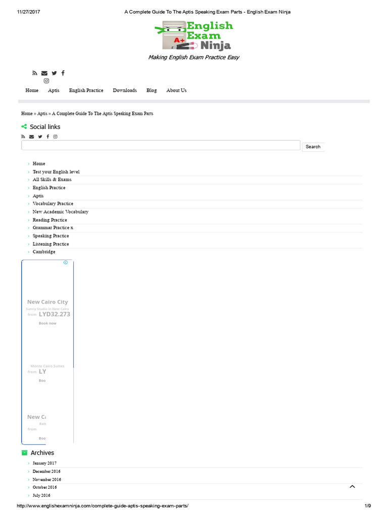 A Complete Guide To The Aptis Speaking Exam Parts English Exam Ninja PDF Free | PDF | Phrase ...
