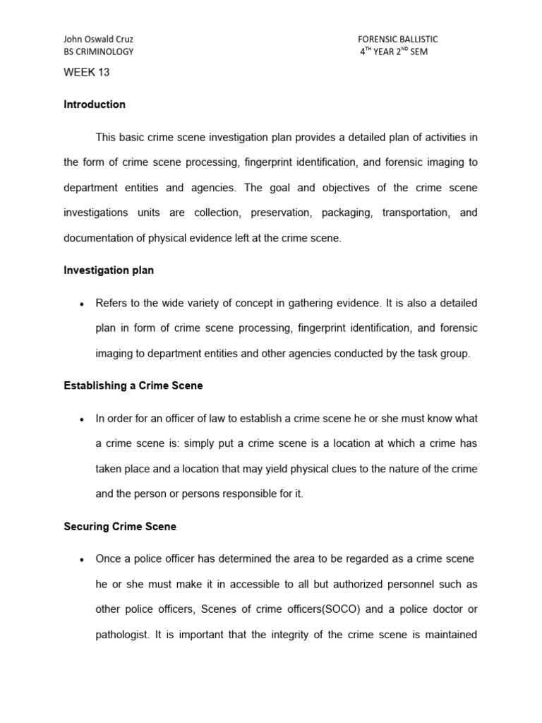 WEEK 13 FORENSIC BALLISTIC | PDF | Crime Scene | Forensic Science
