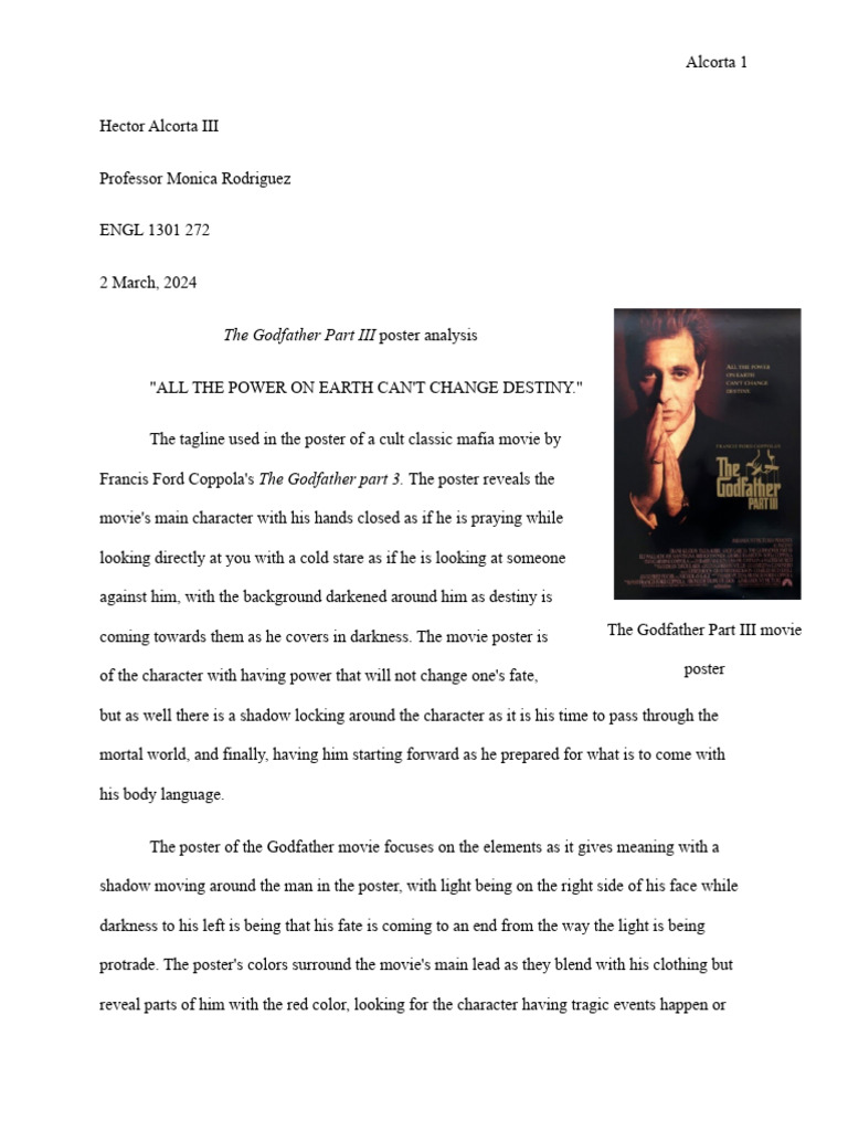 Godfather Part III Poster Analysis | PDF | Destiny