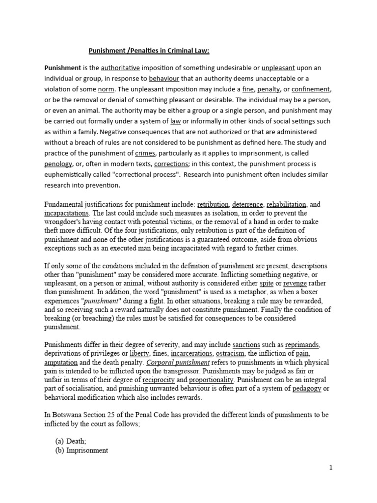 Criminal Law Topic 2.-Punishment & Human Rights HO 02. | PDF ...