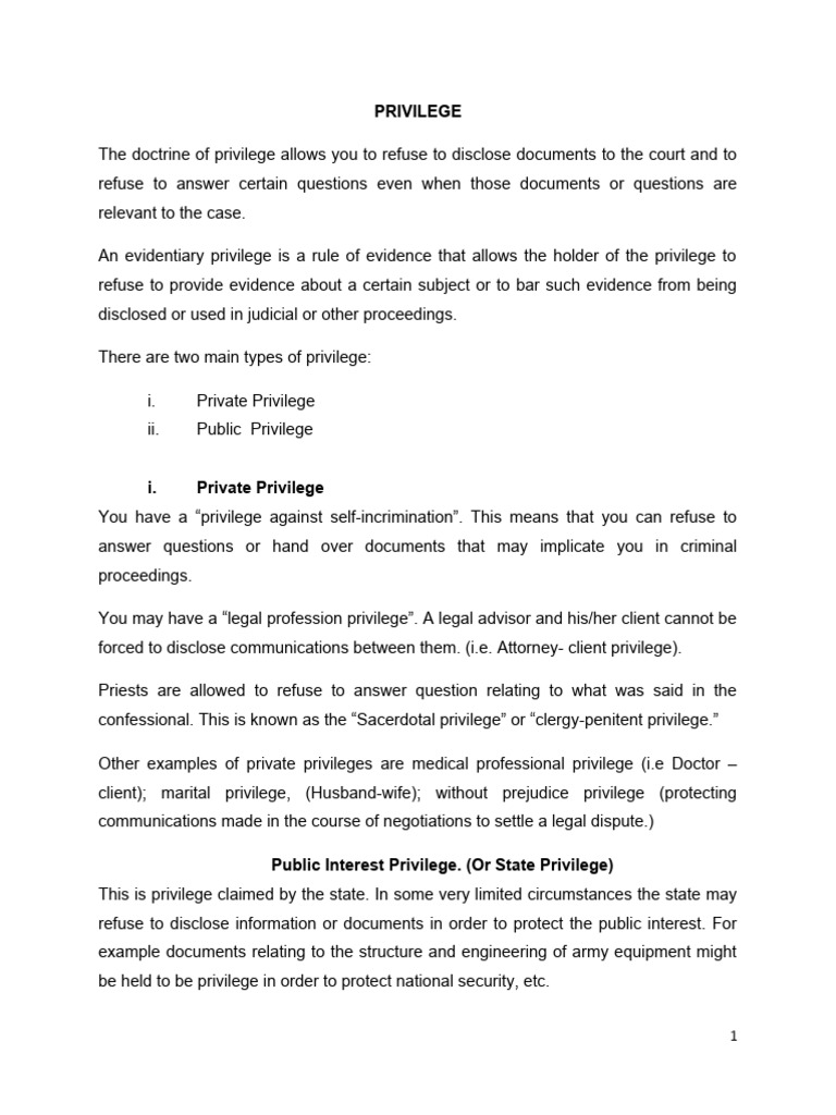 Understanding Privilege in Law | PDF | Prejudice (Legal Term ...