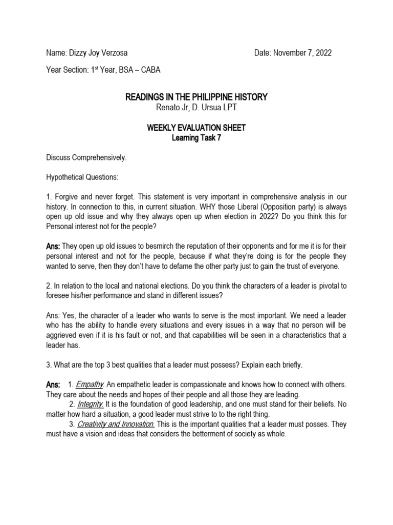 Leadership Qualities in Philippine Politics | PDF | Career & Growth