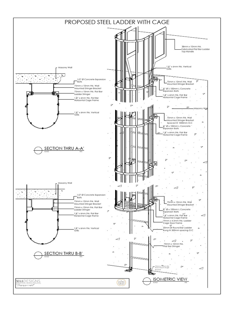 Proposed Ladder With Cage 2 | PDF | Ladder | Architectural Elements