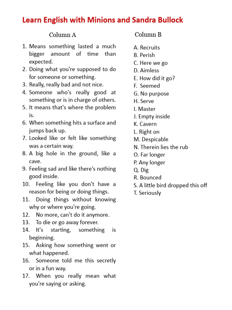 English Vocabulary with Minions | PDF | Language Arts & Discipline ...
