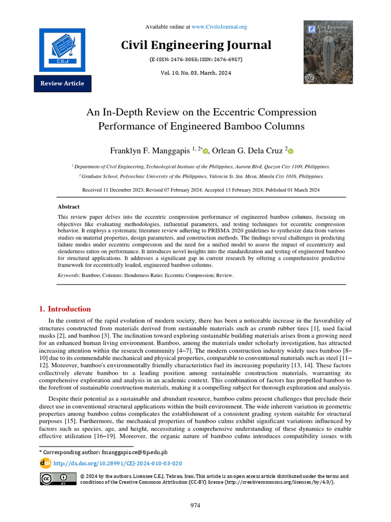 Civil Engineering Journal: An In-Depth Review On The Eccentric ...