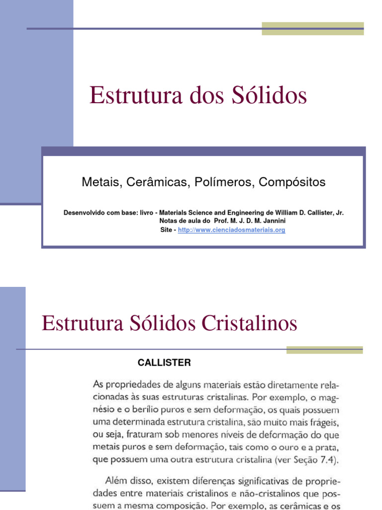 Aula 1-2 Estrutura Geral Metais Ferrosos | PDF | Material composto ...