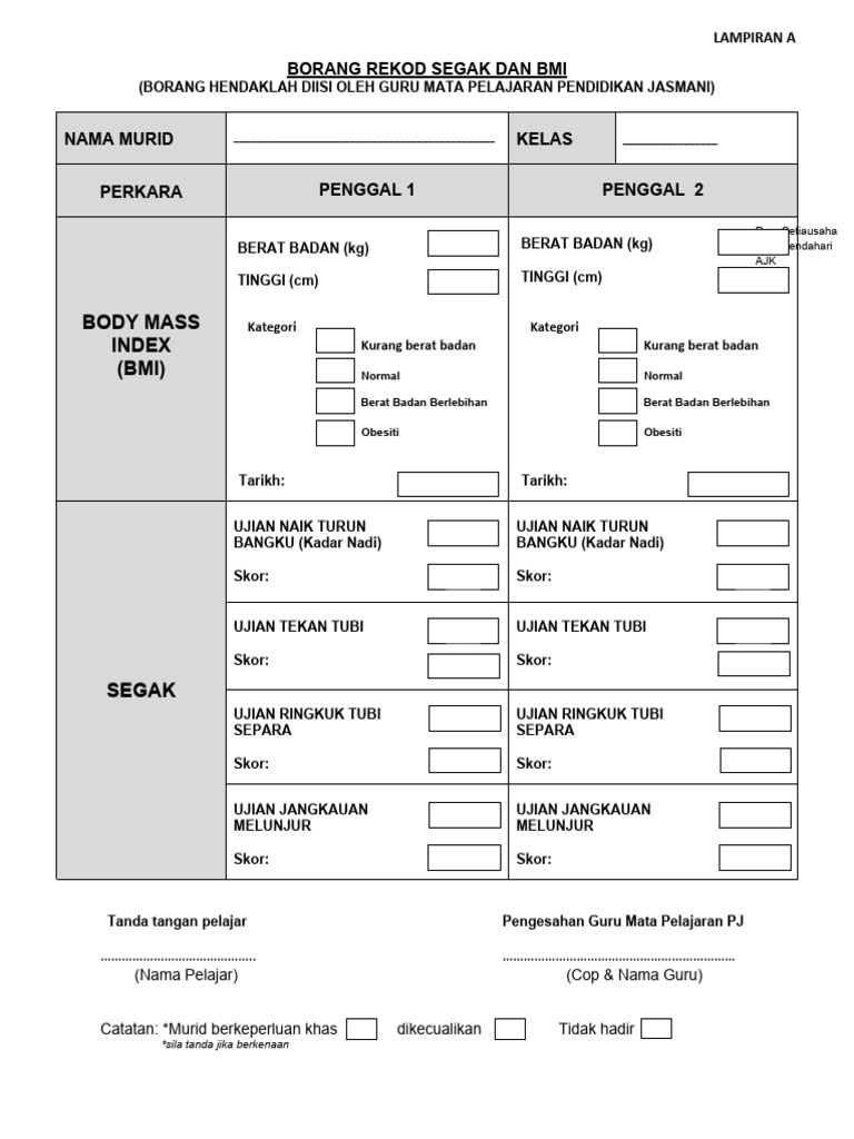 Borang Segak Bmi 2024 | PDF