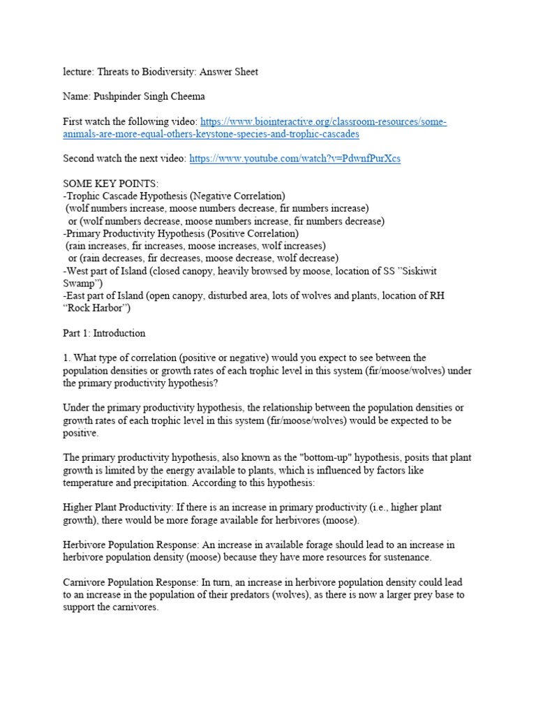 Biodiversity Threat Analysis | PDF | Herbivore | Predation