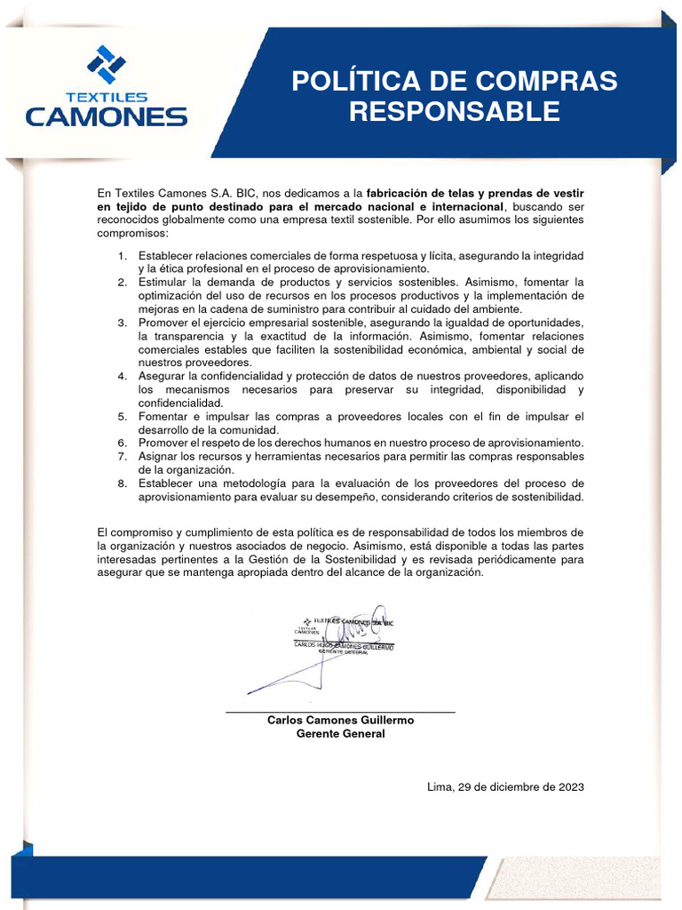 Politica-de-Compras-Responsables COMPROMISO DE LA EMPRESA | PDF ...