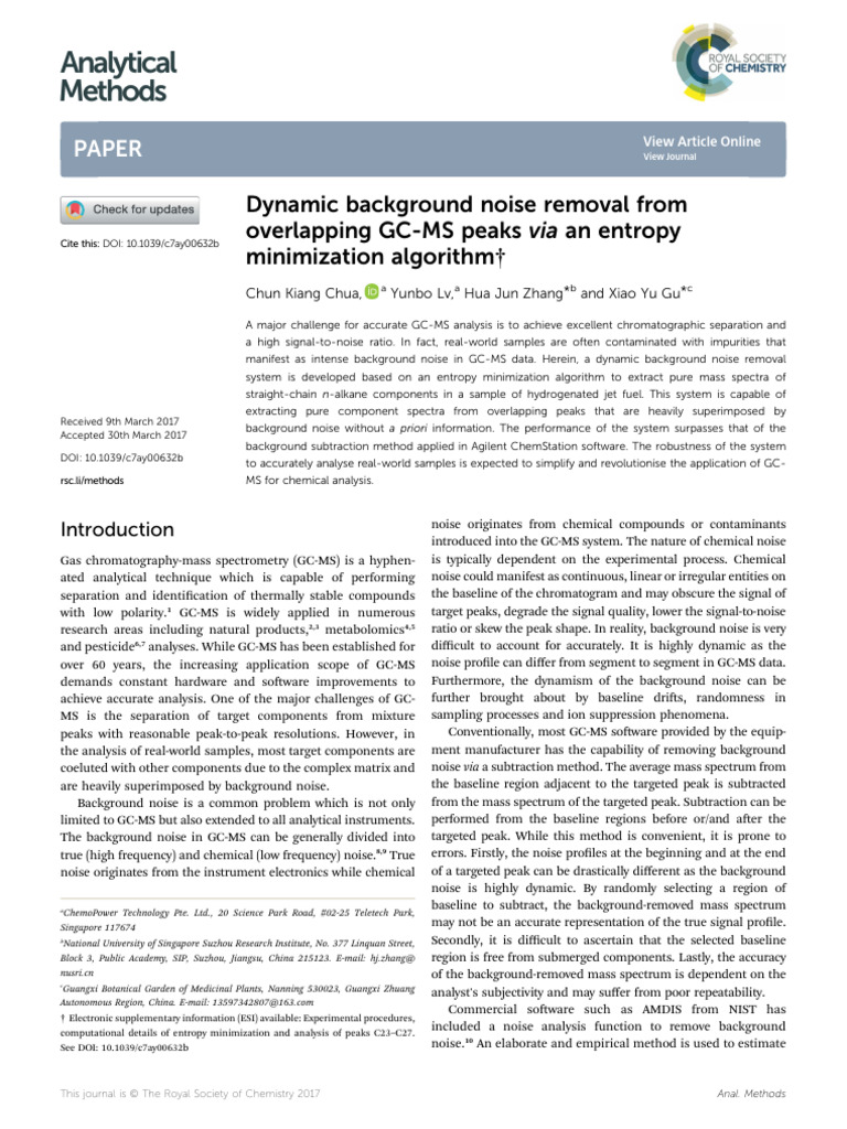 ChemoPower Pub - Dynamic Background Removal | PDF | Gas Chromatography ...