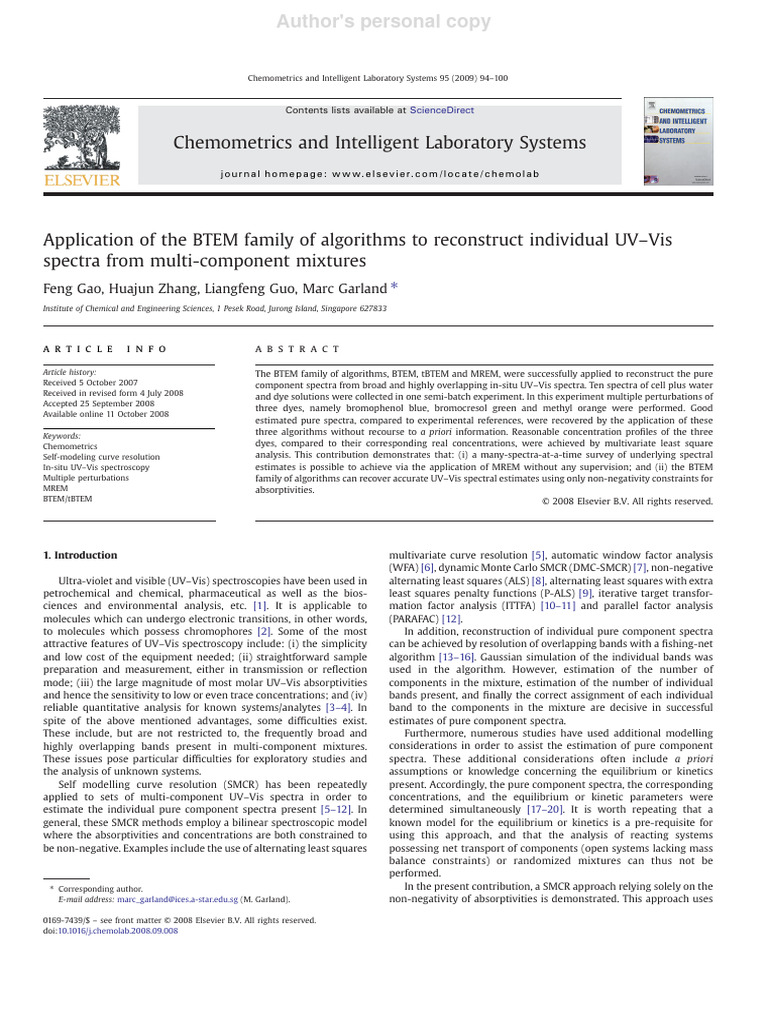 Mrem On Uv | PDF | Chemometrics | Ultraviolet–Visible Spectroscopy