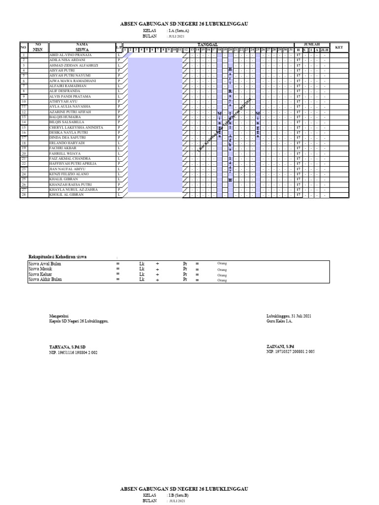 Absen Gabungan Okt-Nov 2021 | PDF