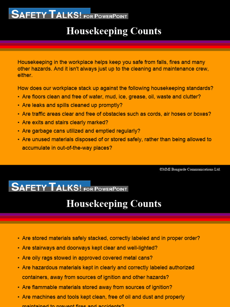 Housekeeping Counts | PDF | Housekeeping | Safety