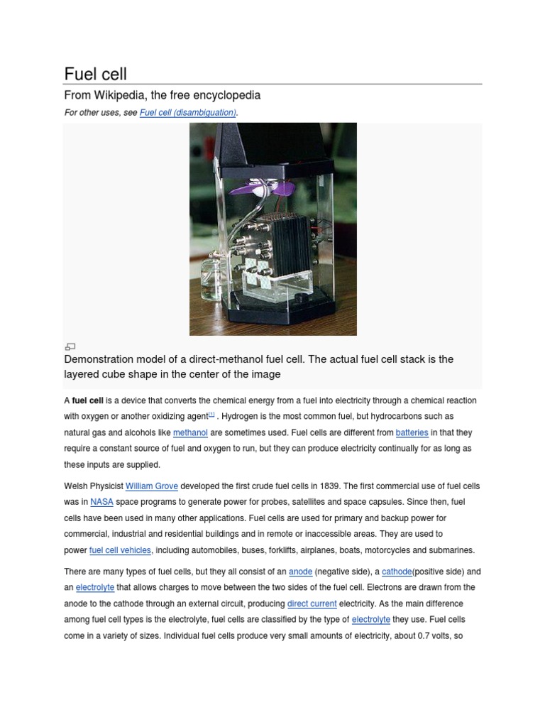 Fuel Cell: From Wikipedia, The Free Encyclopedia | PDF | Fuel Cell ...