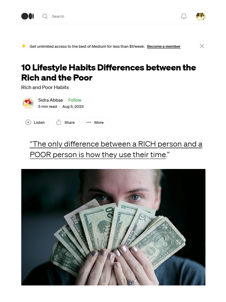 10 Lifestyle Habits Differences Between The Rich And The Poor By Sidra