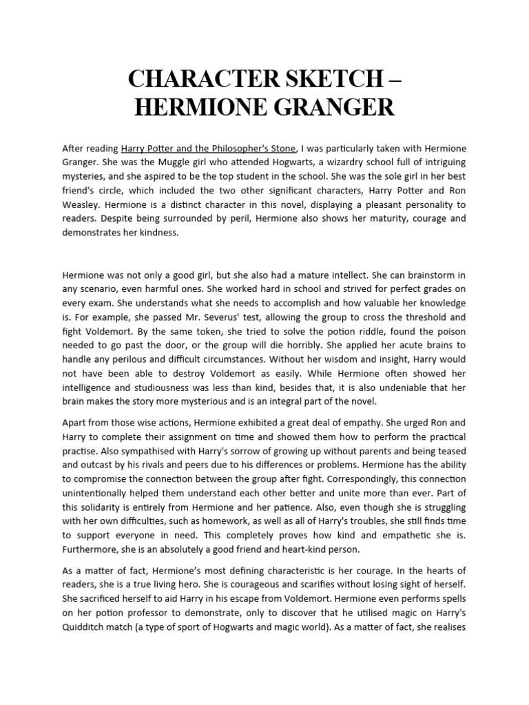 Hermione Granger: A Character Sketch | PDF | Harry Potter