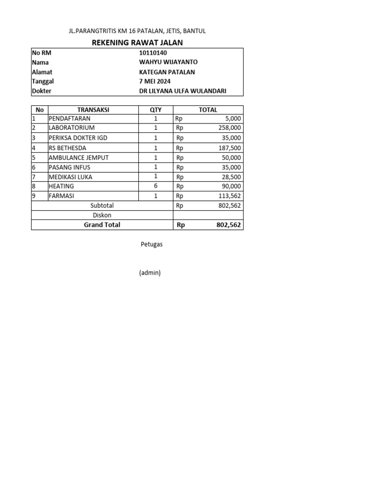 Laporan Pembayaran Medis | PDF