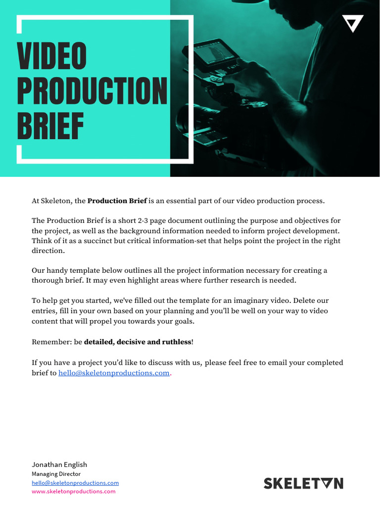 Video Production Brief Template - Skeleton | PDF | Advertising | Brand
