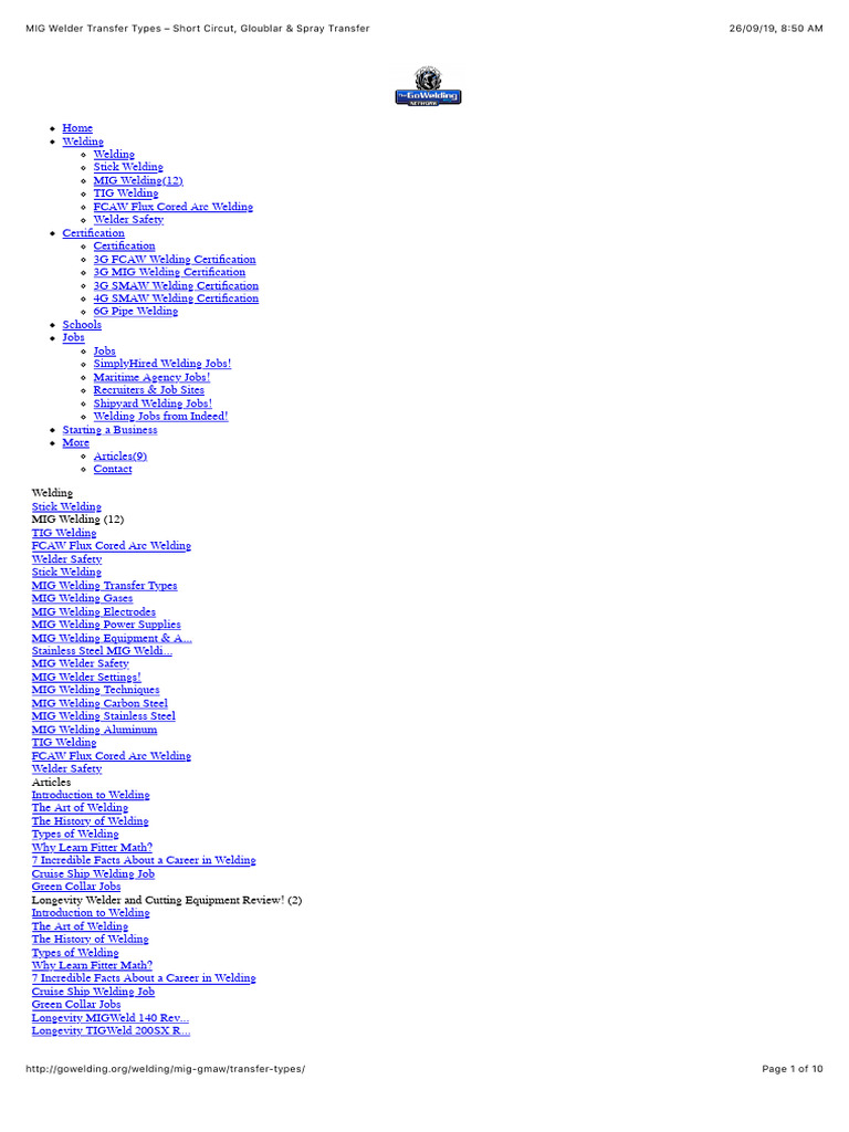 MIG Welder Transfer Types - Short Circut, Gloublar & Spray Transfer ...