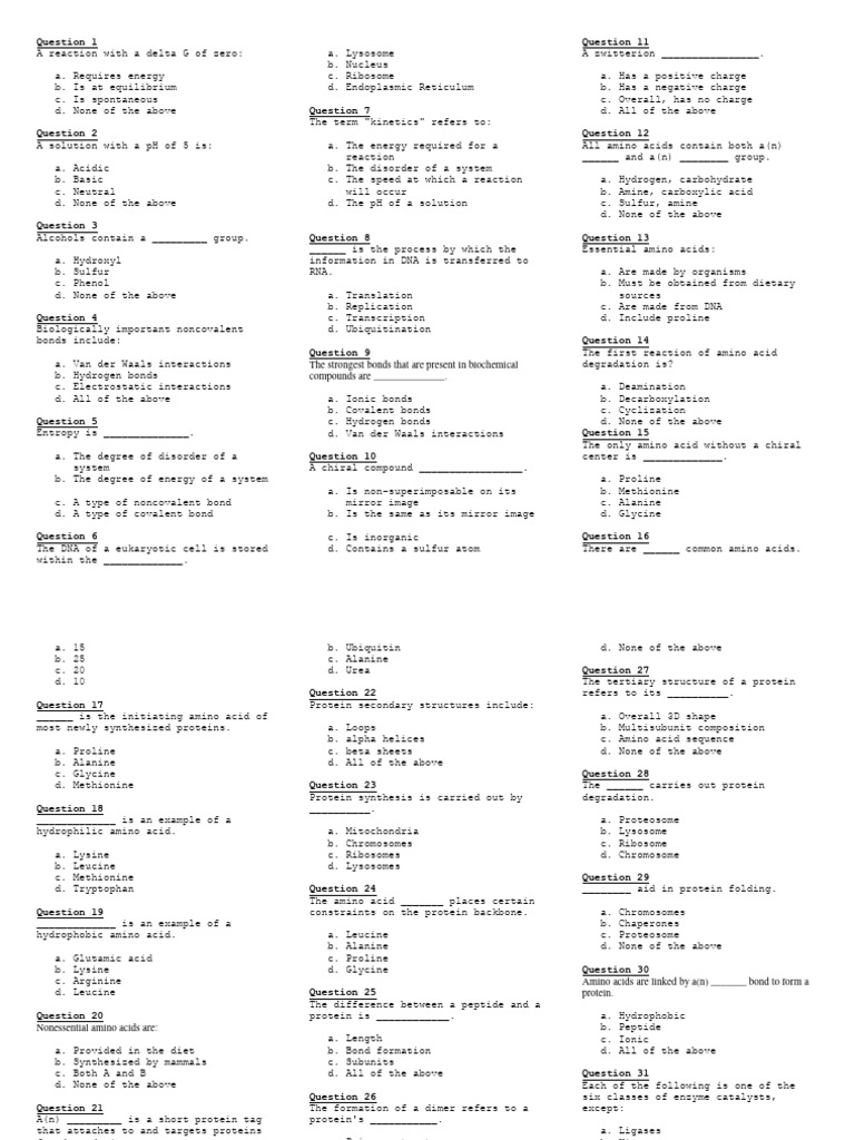 Biochemistry Quiz: Key Concepts and Terms | PDF | Adenosine ...